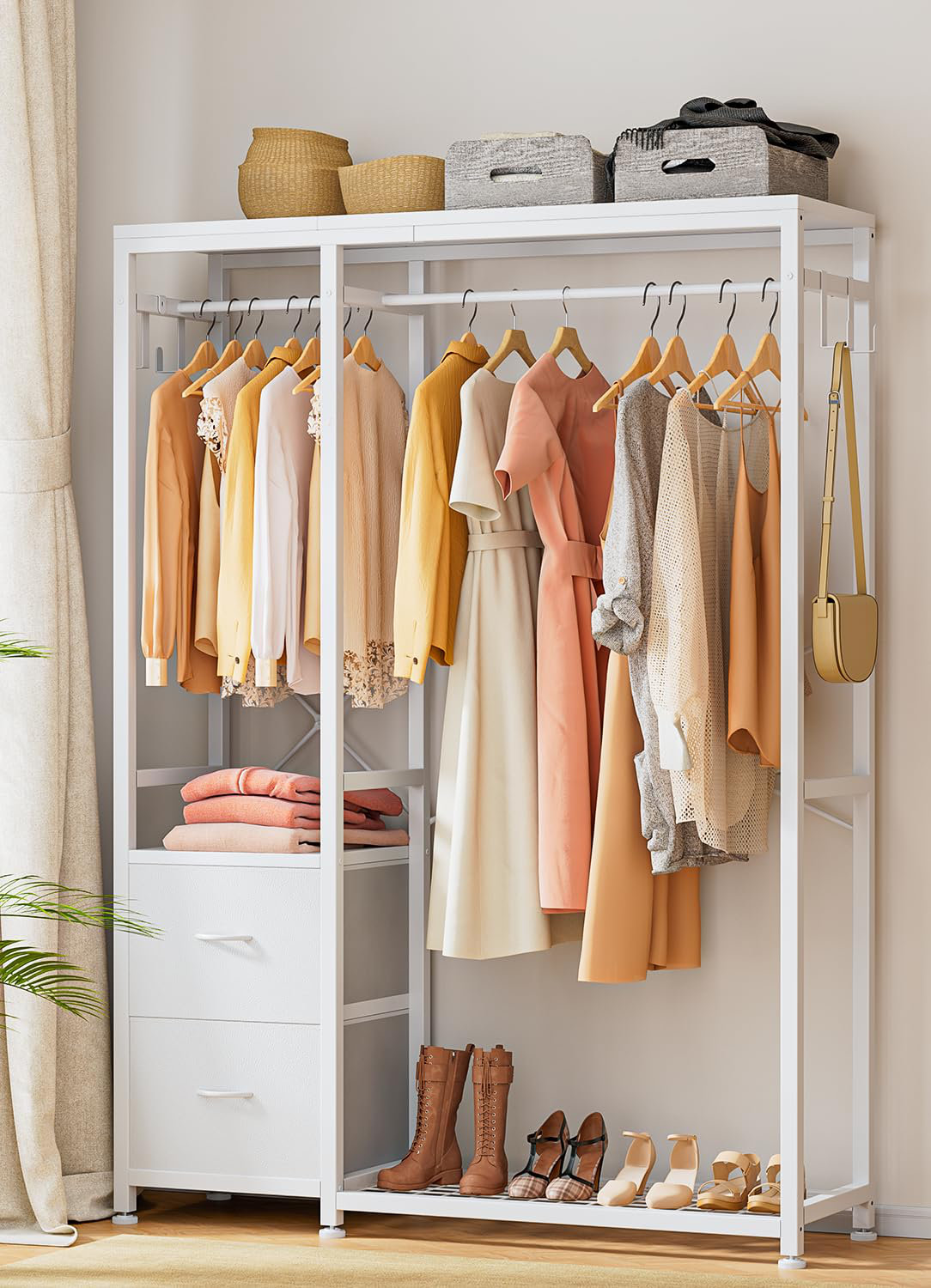 Rebrilliant Clothes Rack, Heavy Duty Garment Rack For Hanging Clothes ...