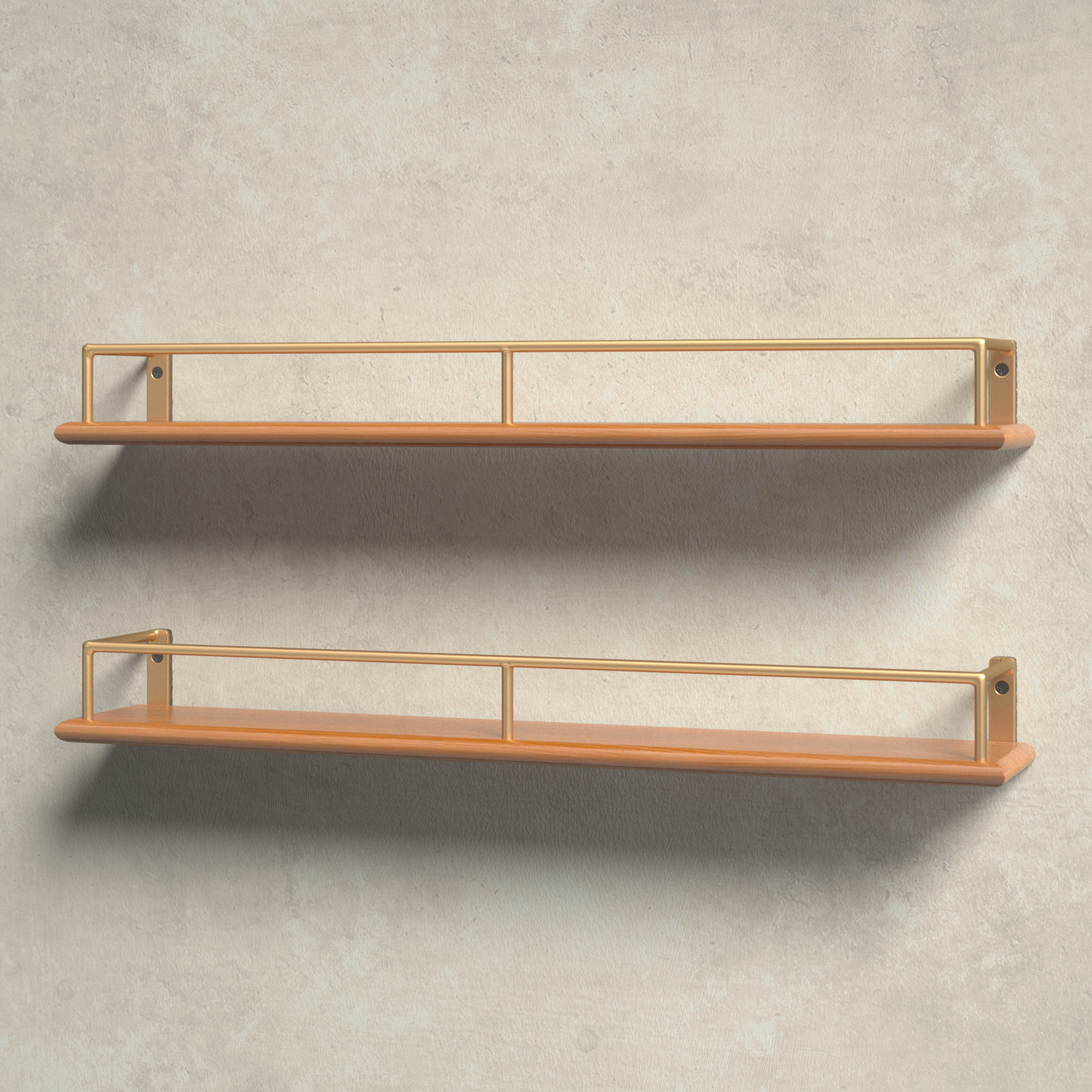 Birch Lane™ Jinny Camryn Wood and Metal Shelf 24" Natural, Gold | Wayfair