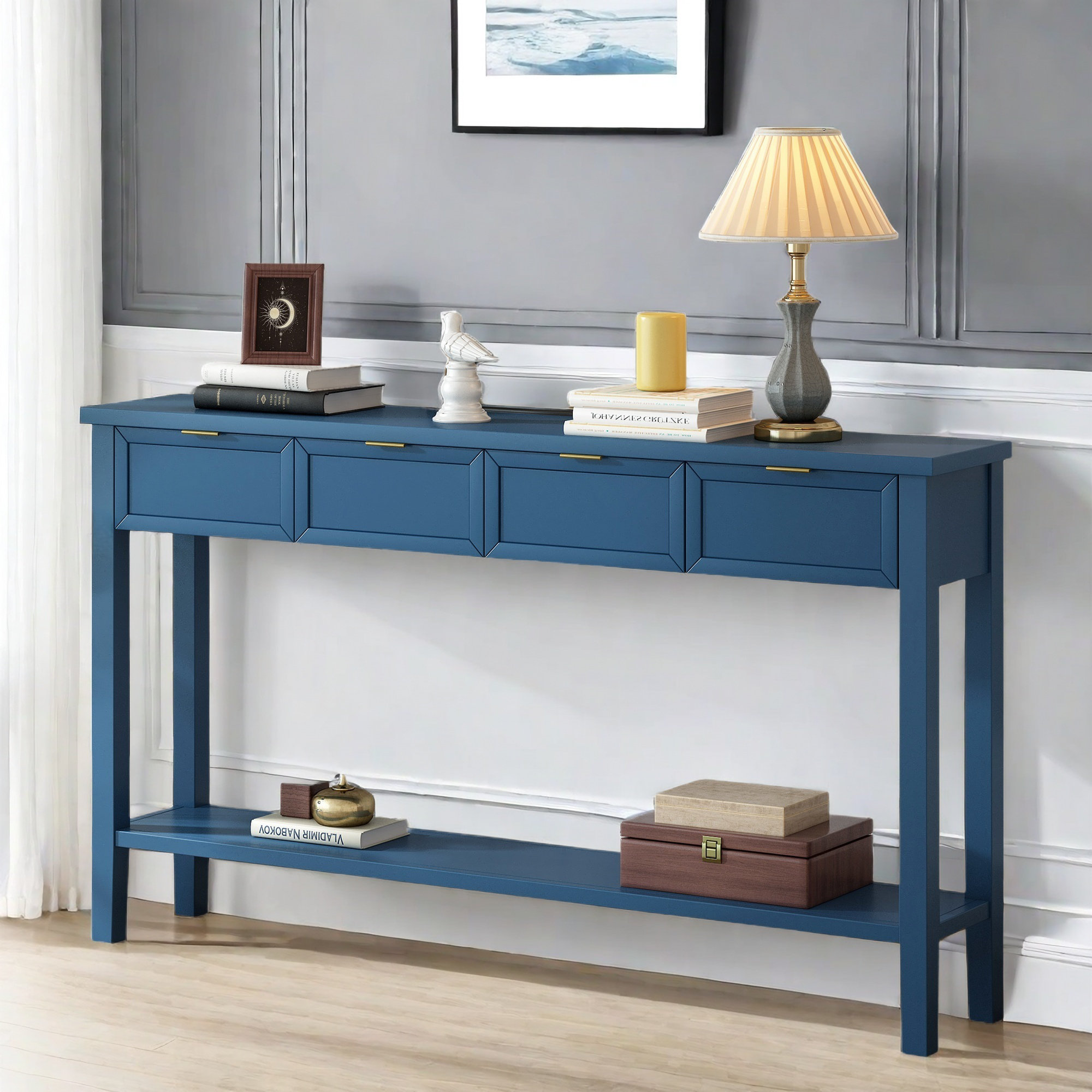 Mercer41 Console Table With 4 Drawers, 1 Practical Bottom Shelf And ...