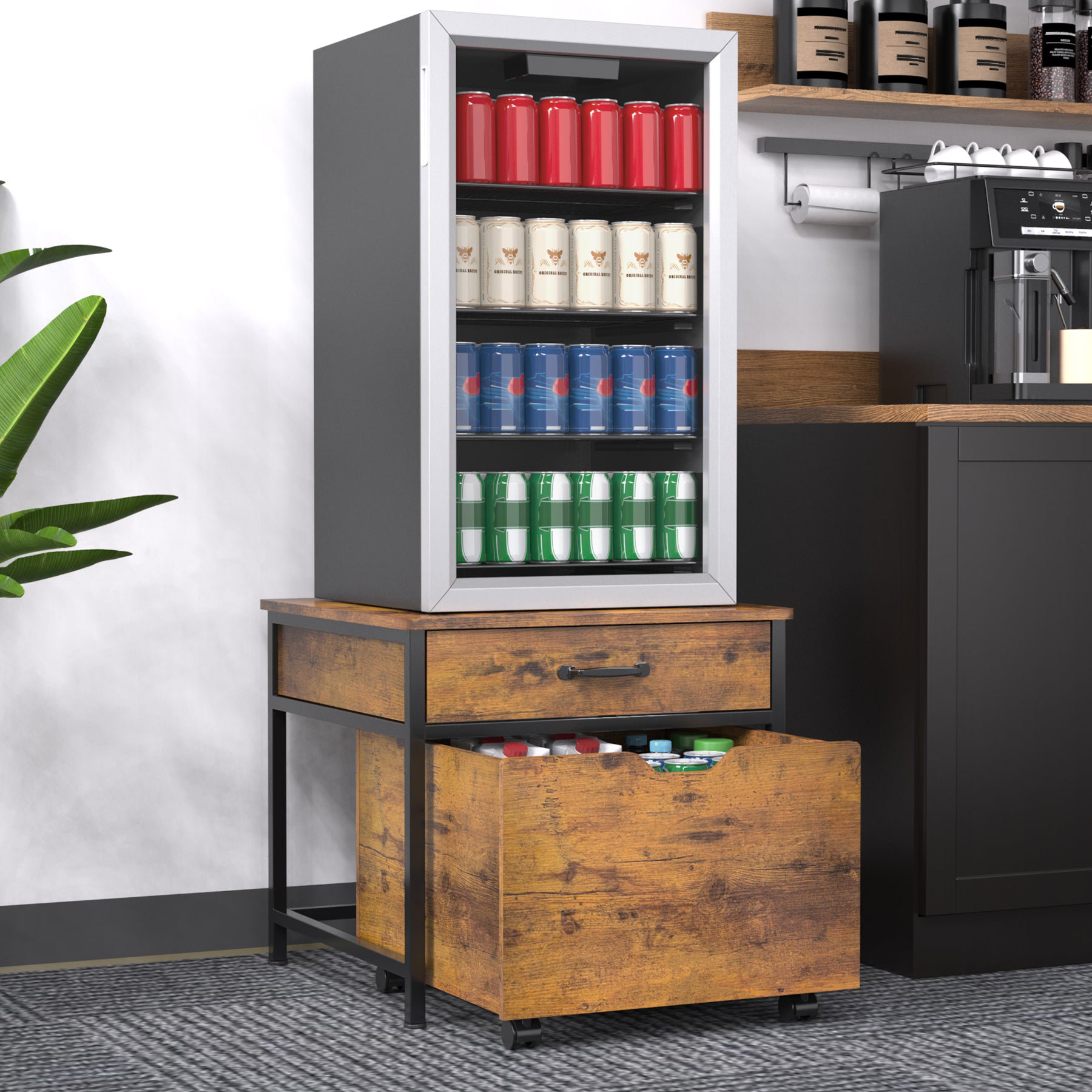 17 Stories Mini Fridge Stand with Storage, Heavy Duty Mini Fridge Table ...