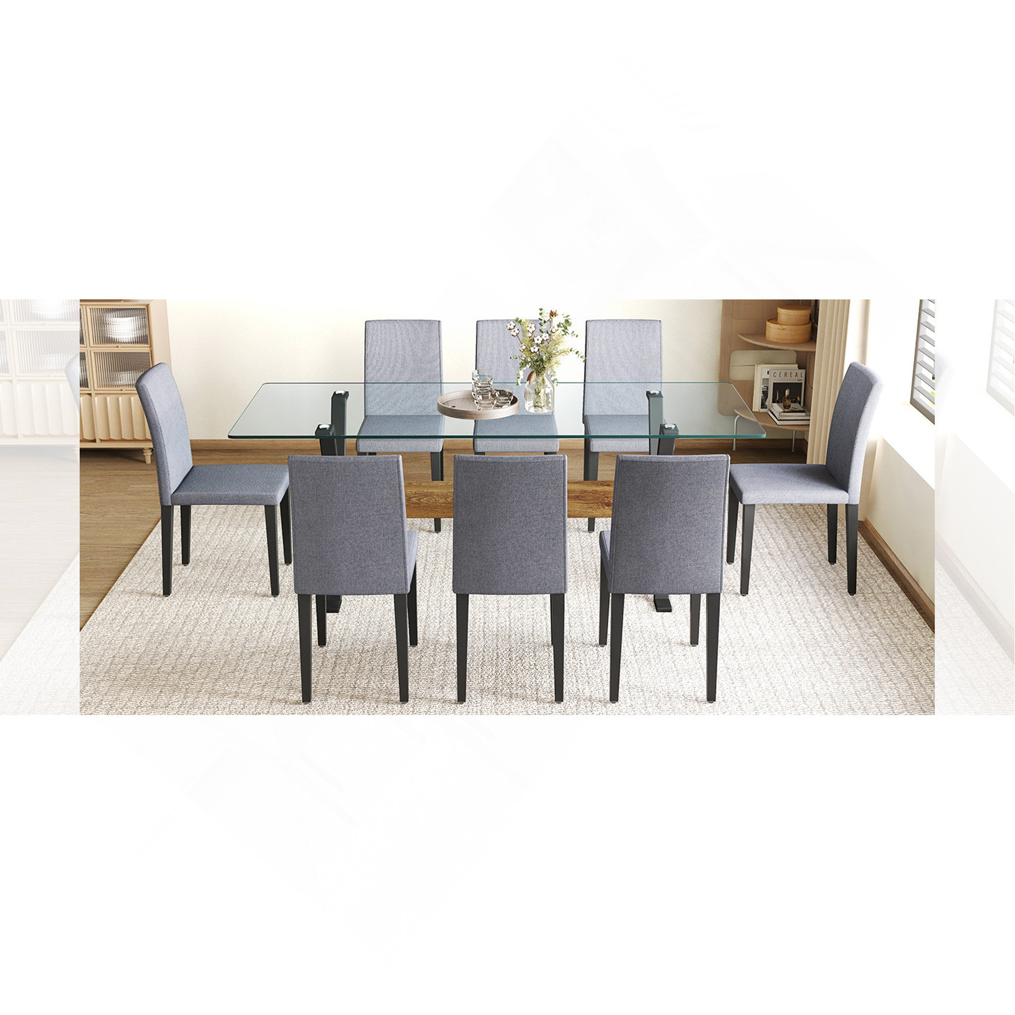 Latitude Run® Table And Chair Set.79"X31.5" Inch Tempered Glass ...