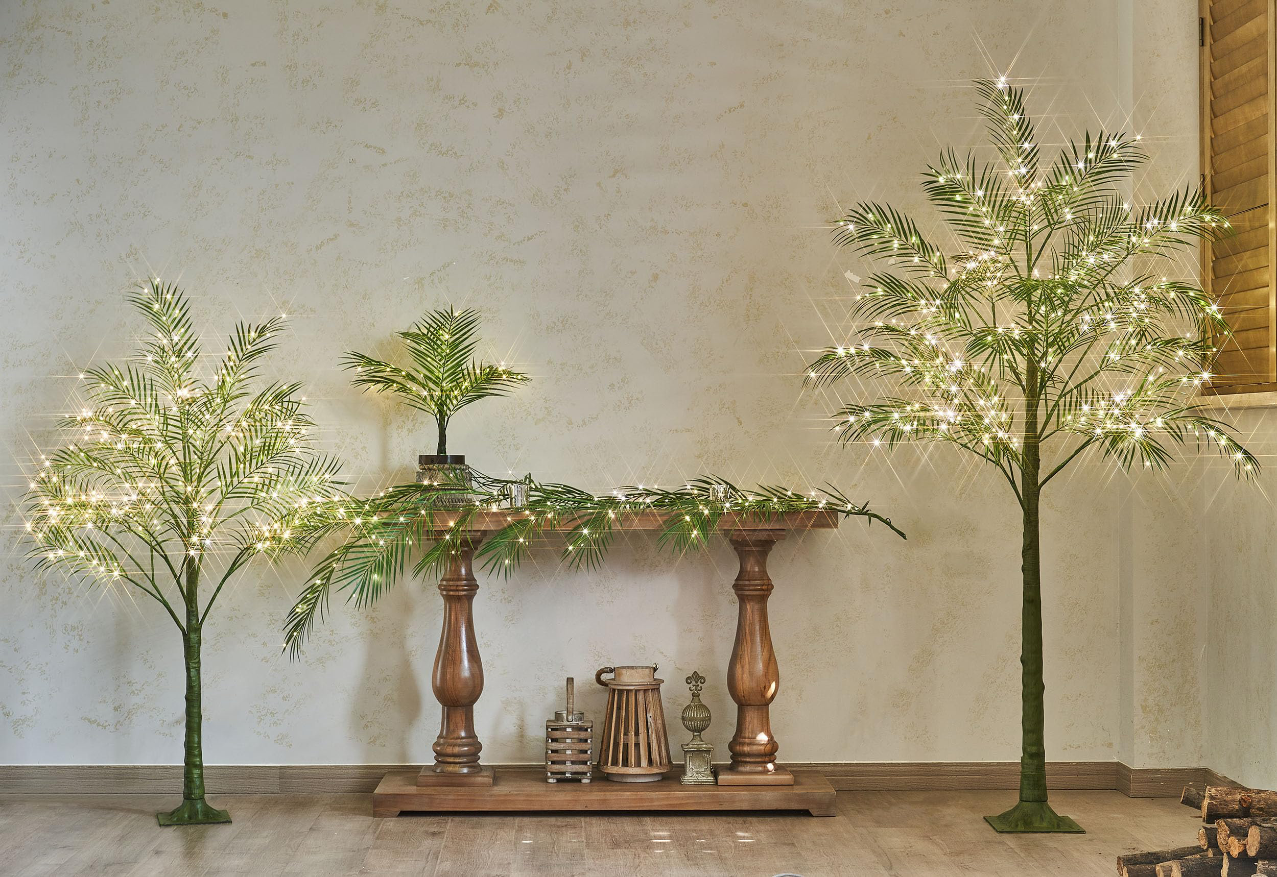 The Holiday Aisle® Lighted Palm Garland With Timer 6FT 120 LED Fairy ...