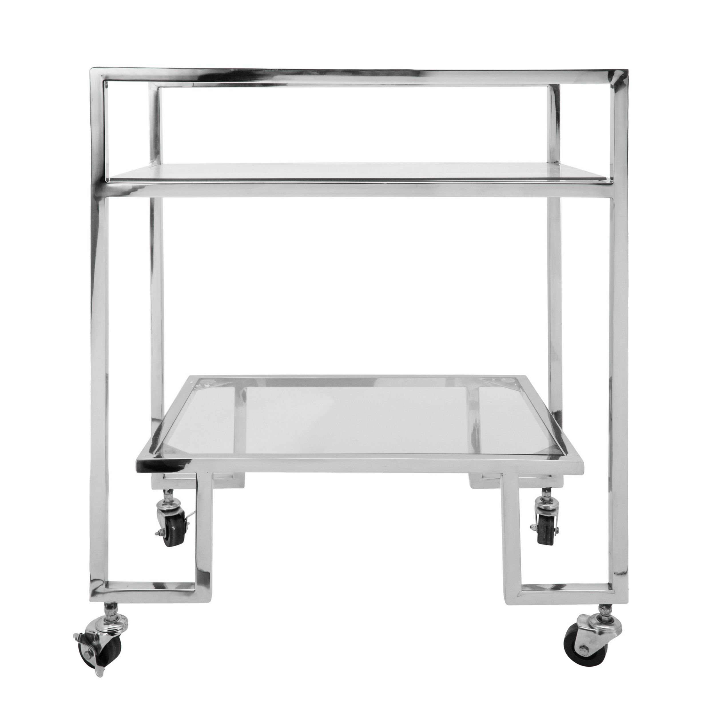 Orren Ellis Metal, 26X32 2-Layered Bar Cart, Silver | Wayfair