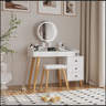 Wrought Studio™ Dressing Table With LED Lights Glass Top Dressing Table ...