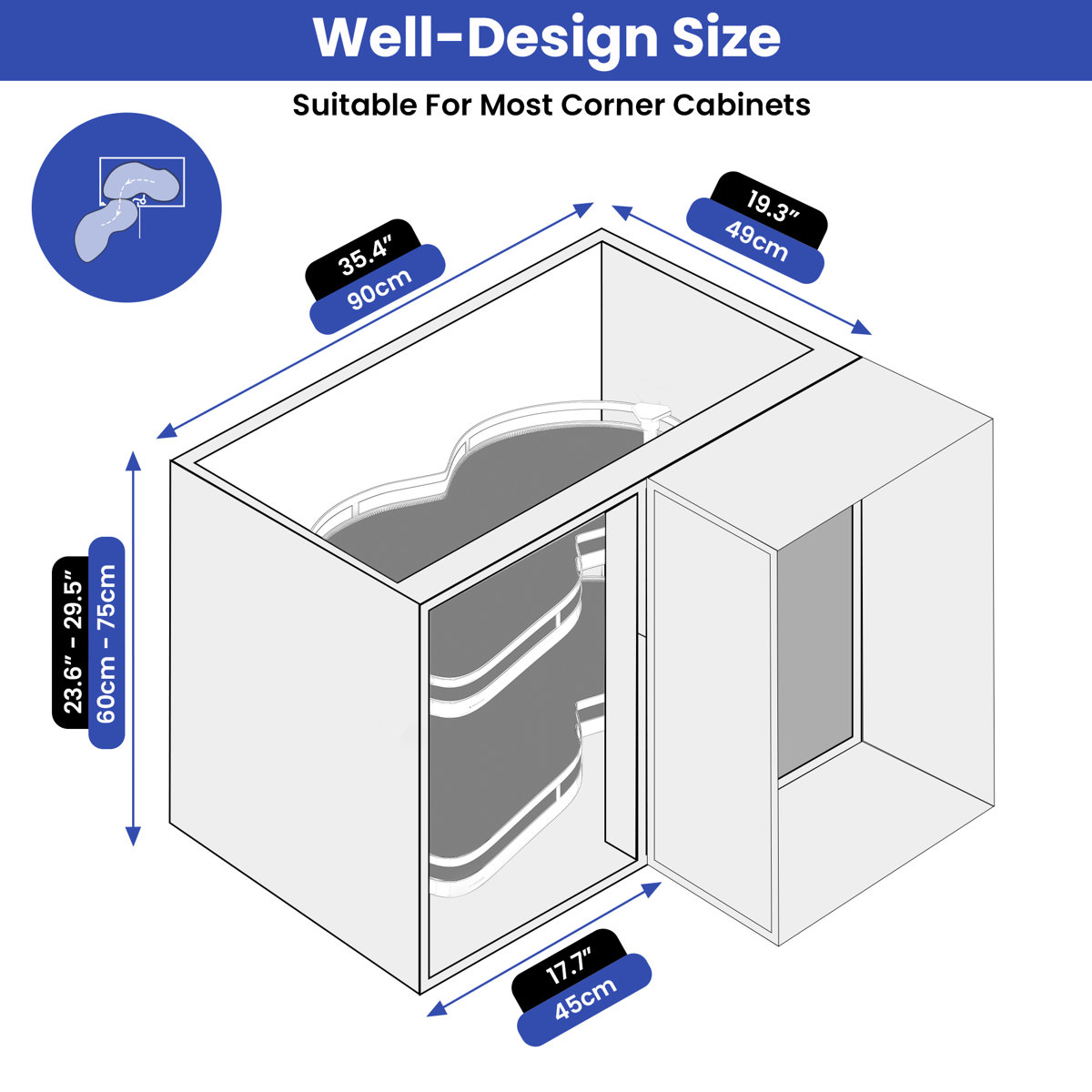 Rebrilliant Nyleen Stainless Steel Blind Corner Cabinet Organizer ...