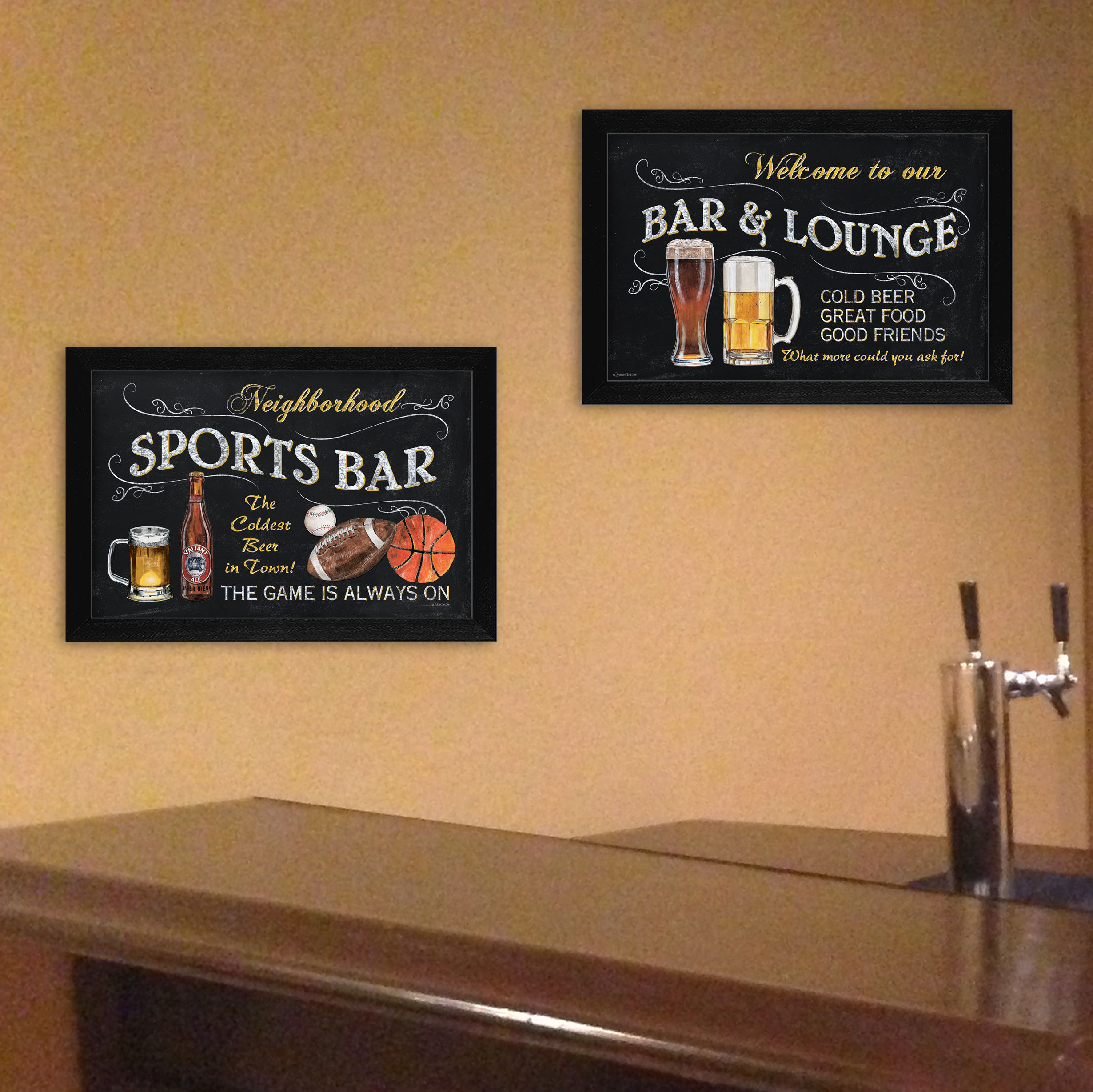 Trendy Decor 4U Sports Bar 3-Piece Vignette Framed Wall Art for Living ...