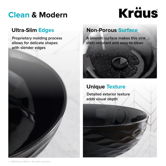 Kraus Thin Ceramics Circular Vessel Bathroom Sink & Reviews | Wayfair