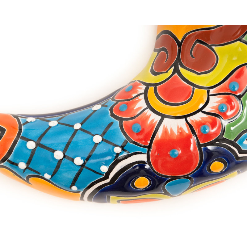 Bungalow Rose Handmade Mexican Talavera Ceramic Moon Wall Art Sun ...