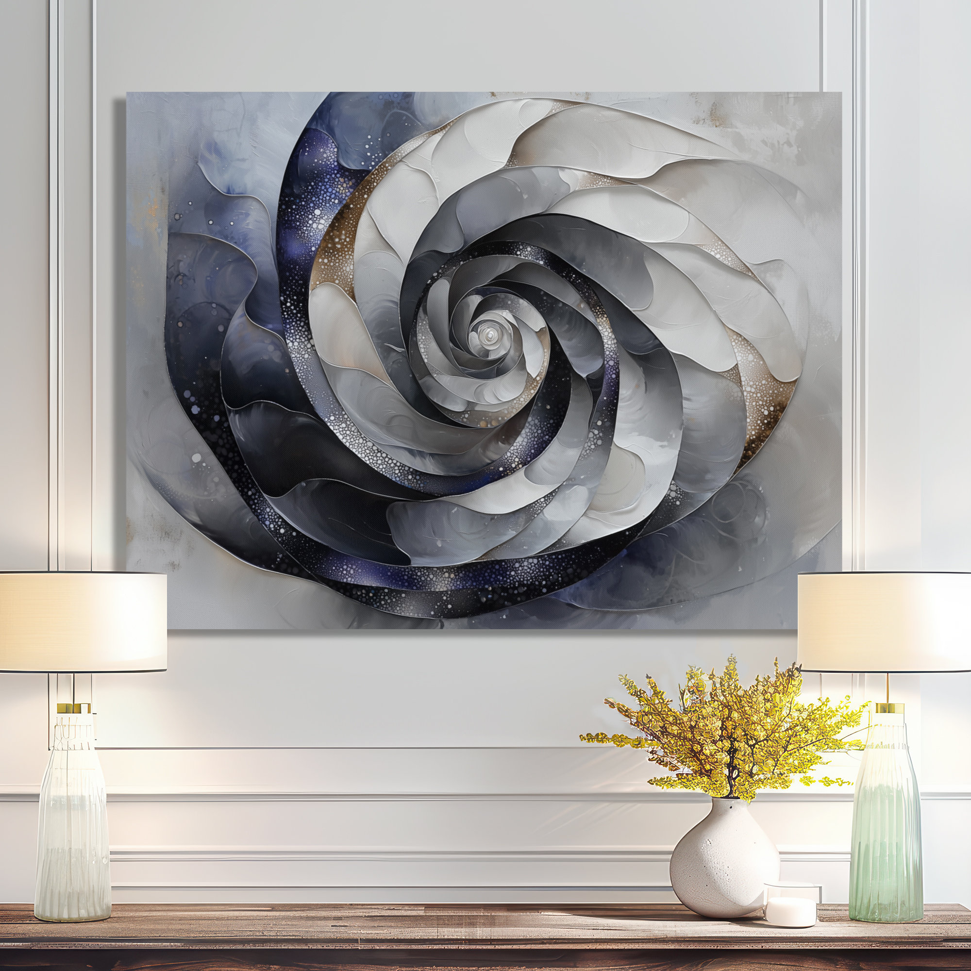Mercer41 Abstract Black And White Cosmic Vortex III - Abstract Spirals ...