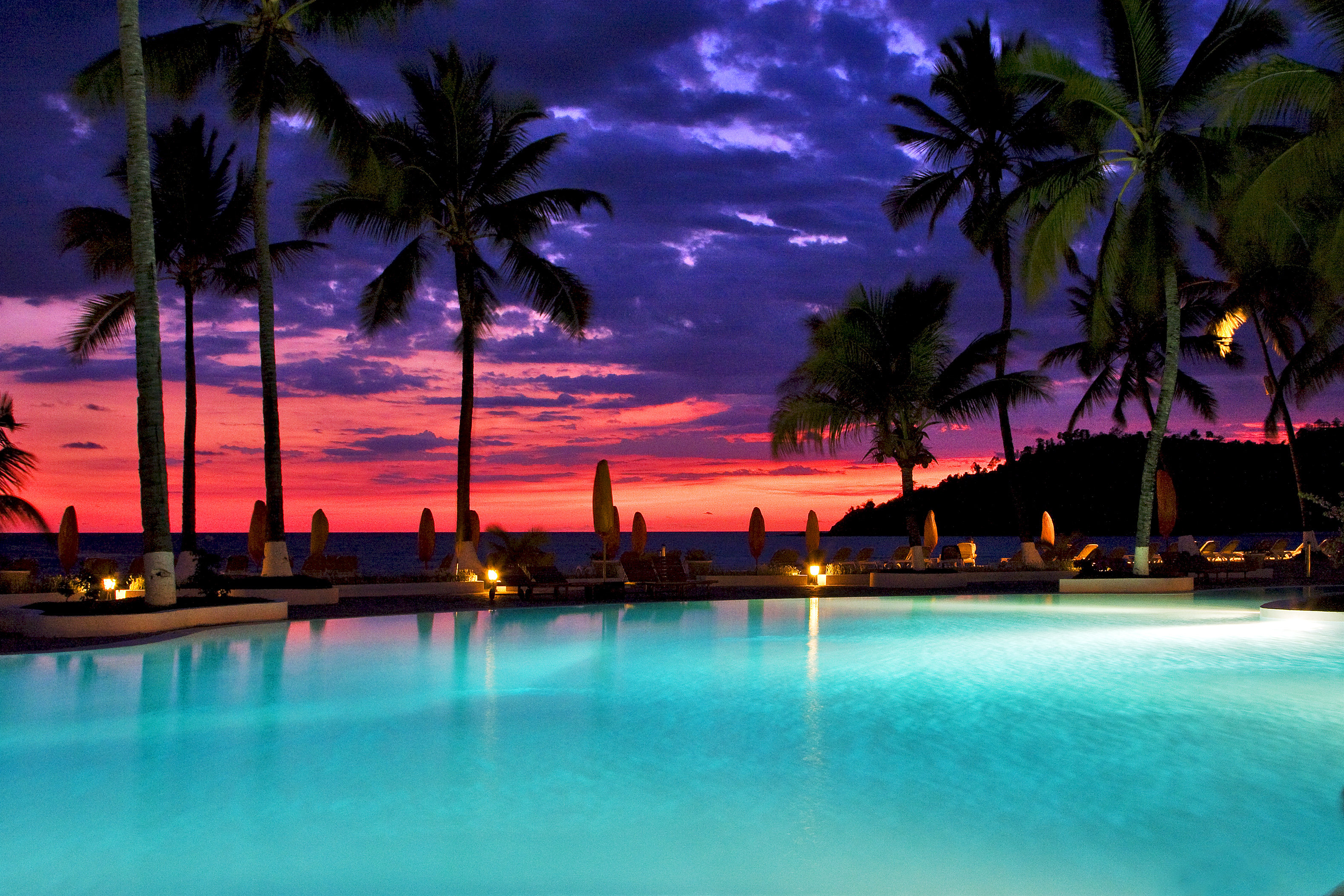 Bay Isle Home™ Swimming Pool Sunset by Lkpro - Wrapped Canvas ...