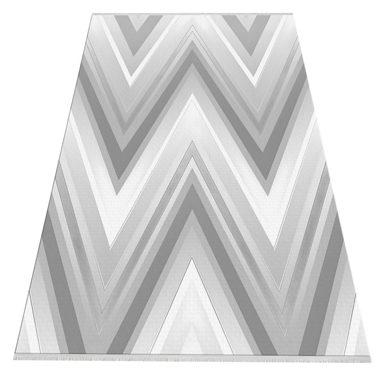 Ivy Bronx Modern Geometric Rug Gray And White Chevron Design | Wayfair ...