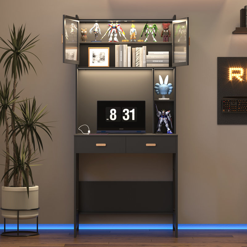 Latitude Run® Berwaldt 31.5'' W Rectangle Computer Desk with Hutch and ...