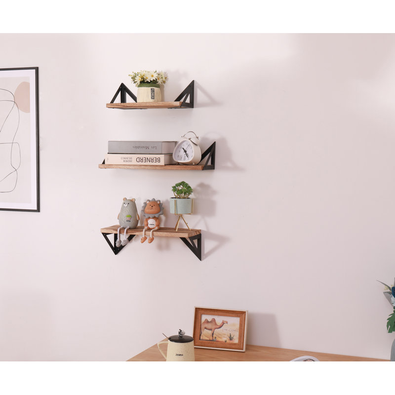 Gracie Oaks Florestial 3 Piece Bracket Shelf With Adjustable Shelves ...