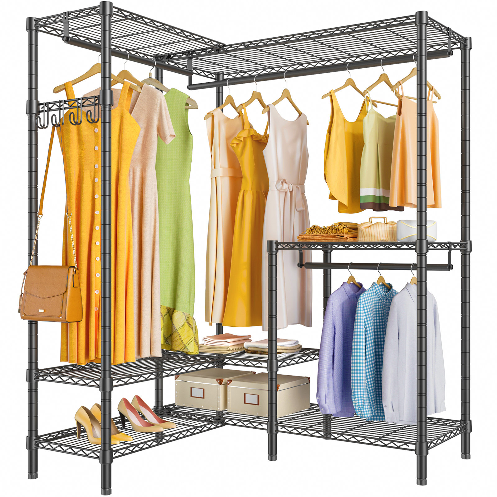 VIPEK L3 Clothing Rack L Shaped , Large Wardrobe for Corner Closet ...