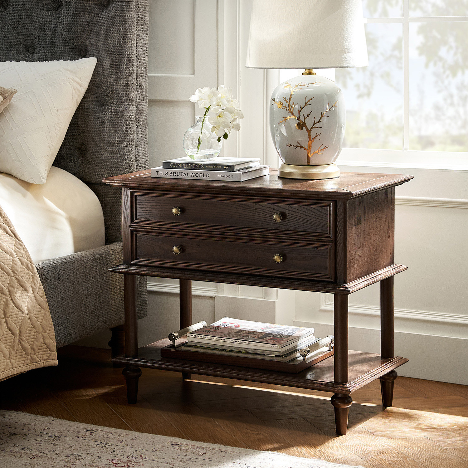Canora Grey Hicks 28.4"W Solid Wood 1-Drawer Nightstand With Built-In ...