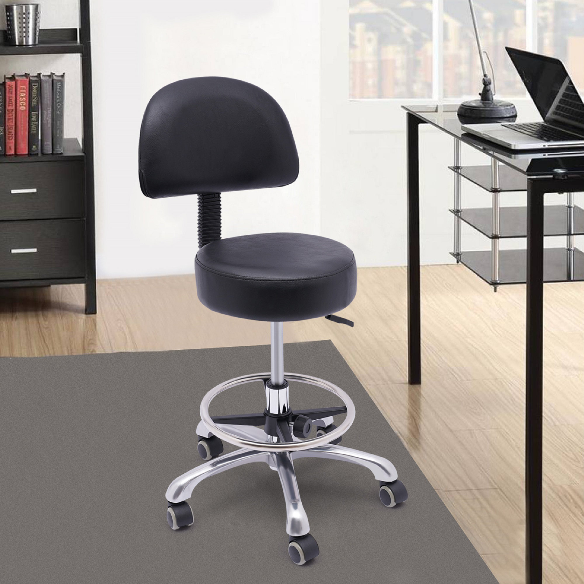 Arlmont & Co. Wheelchair Stool With Back Support For Massage Office ...
