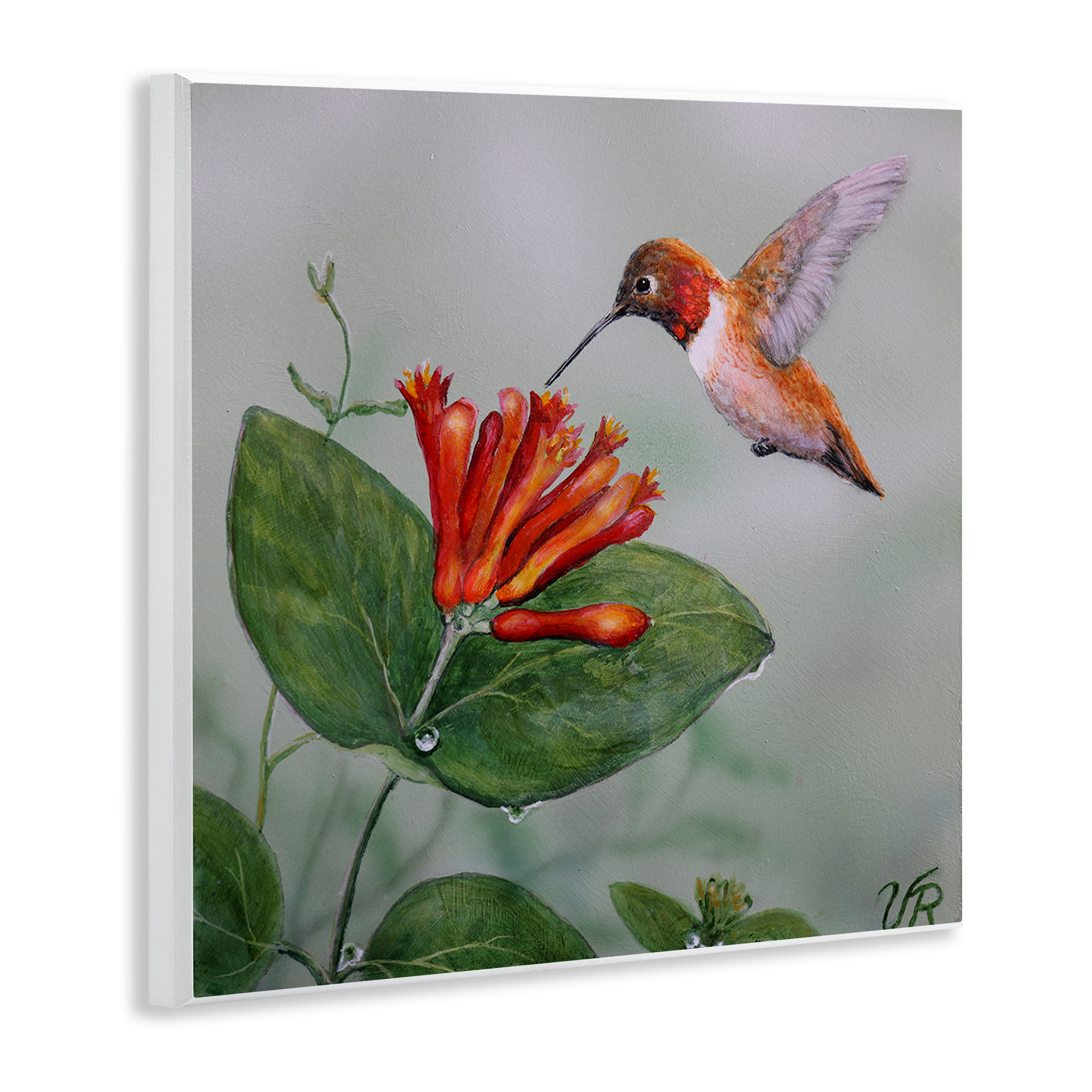 Winston Porter Red Hummingbird & Flower Wall Plaque Art by Valerie ...