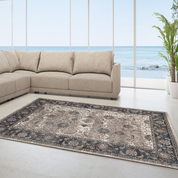 Charlton Home® Adair Oriental Gray and Beige Soft Low Pile Area Rug ...