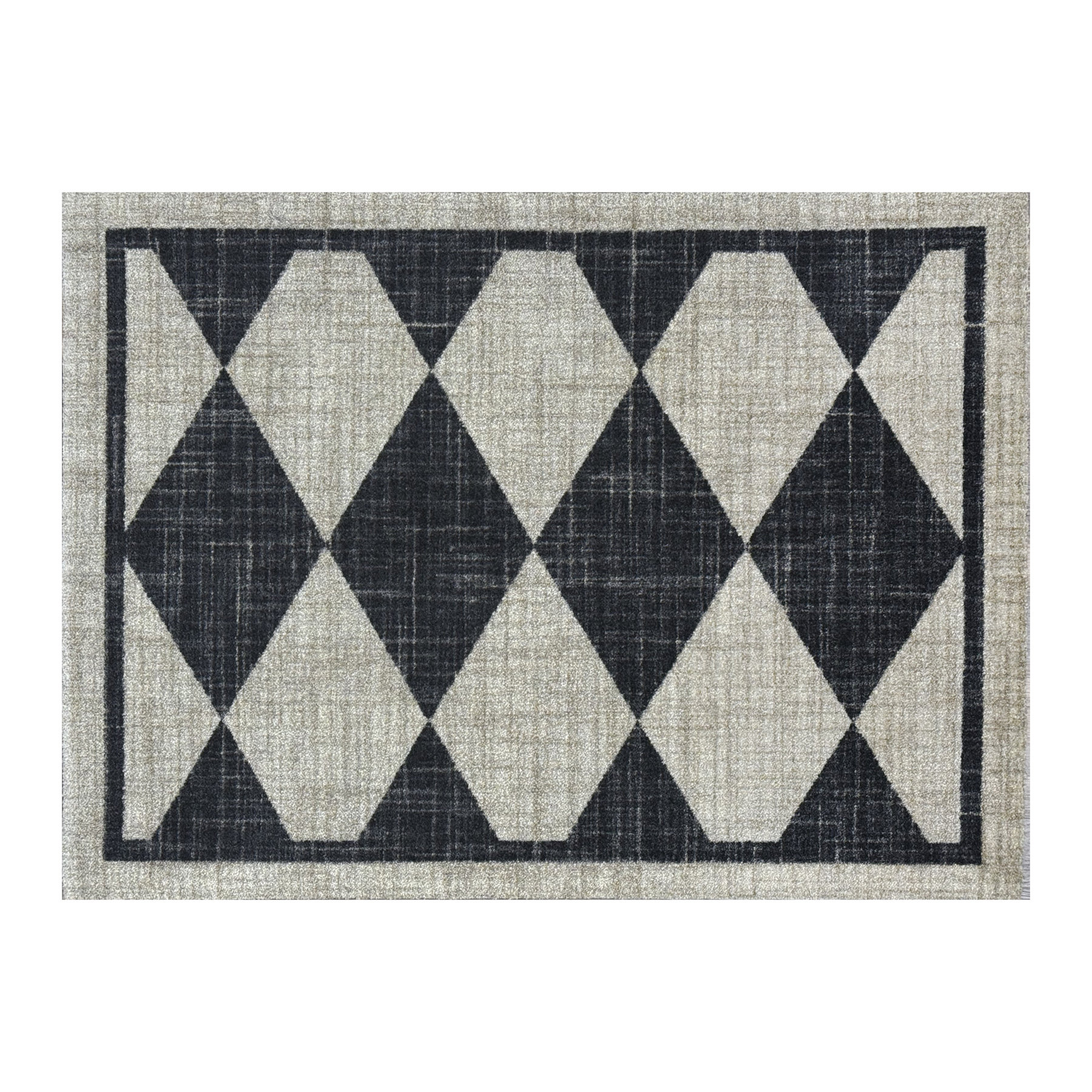 Latitude Run® wash+dry Arthur Diamonds Black and Cream Washable Rug ...