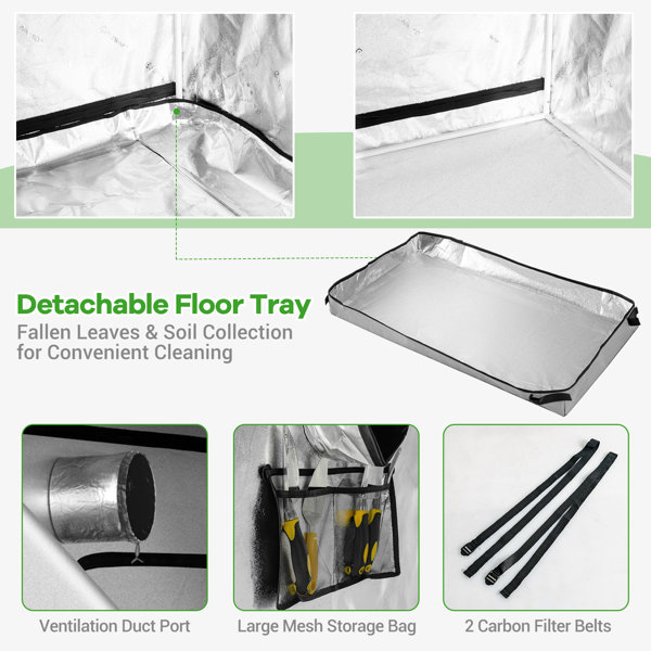 Costway 5x5 Grow Tent, 60''''x60''''x80'''' High Reflective Mylar W ...