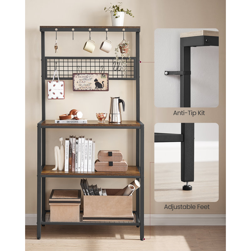 Foundry Select Thierry 33.1'' Standard Baker's Rack with Microwave ...