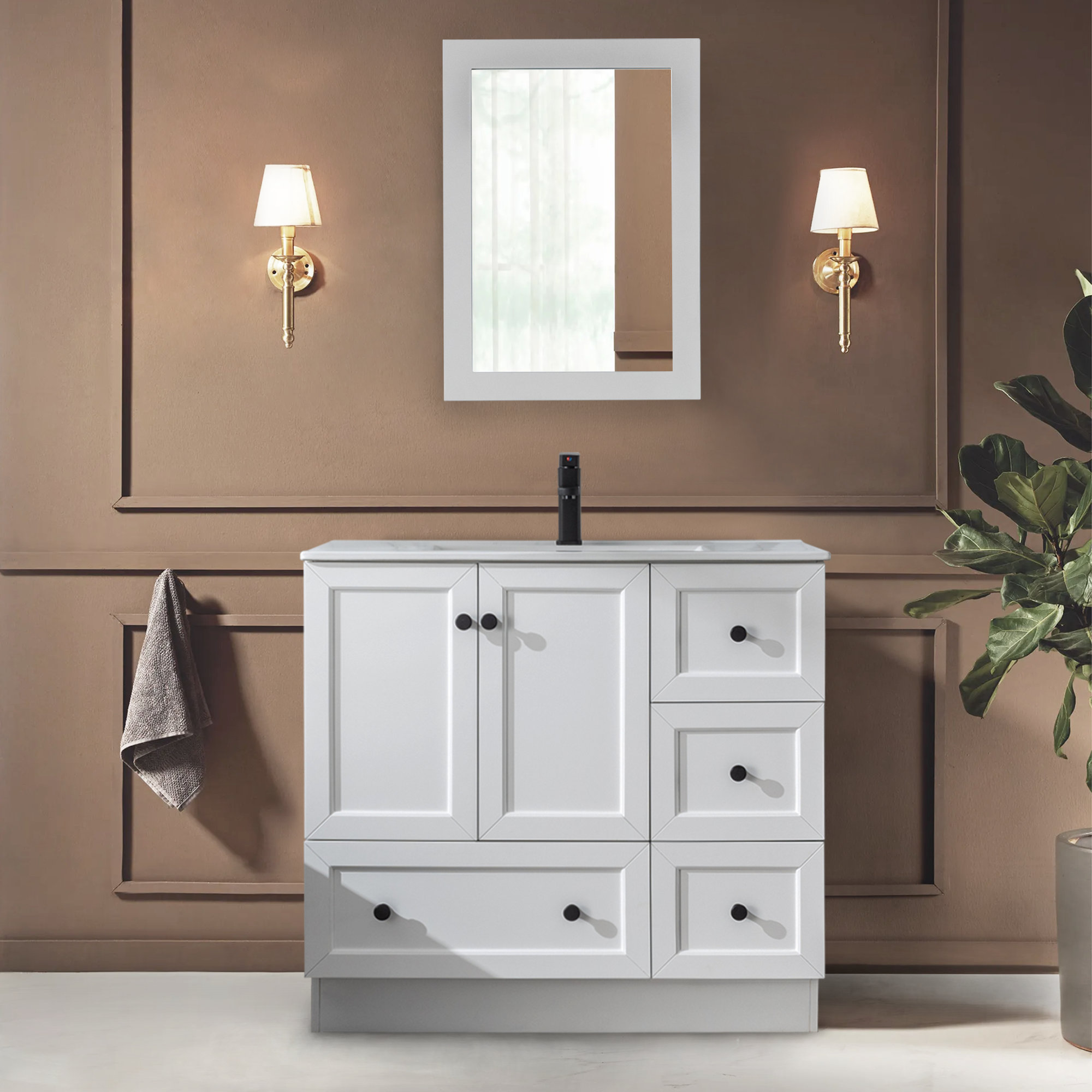 Lark Manor Ameiah 36'' Single Bathroom Vanity with Ceramic Sink Top ...