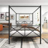 Gracie Oaks Elanny Metal Canopy Bed Frame, Platform Bed Frame with X ...