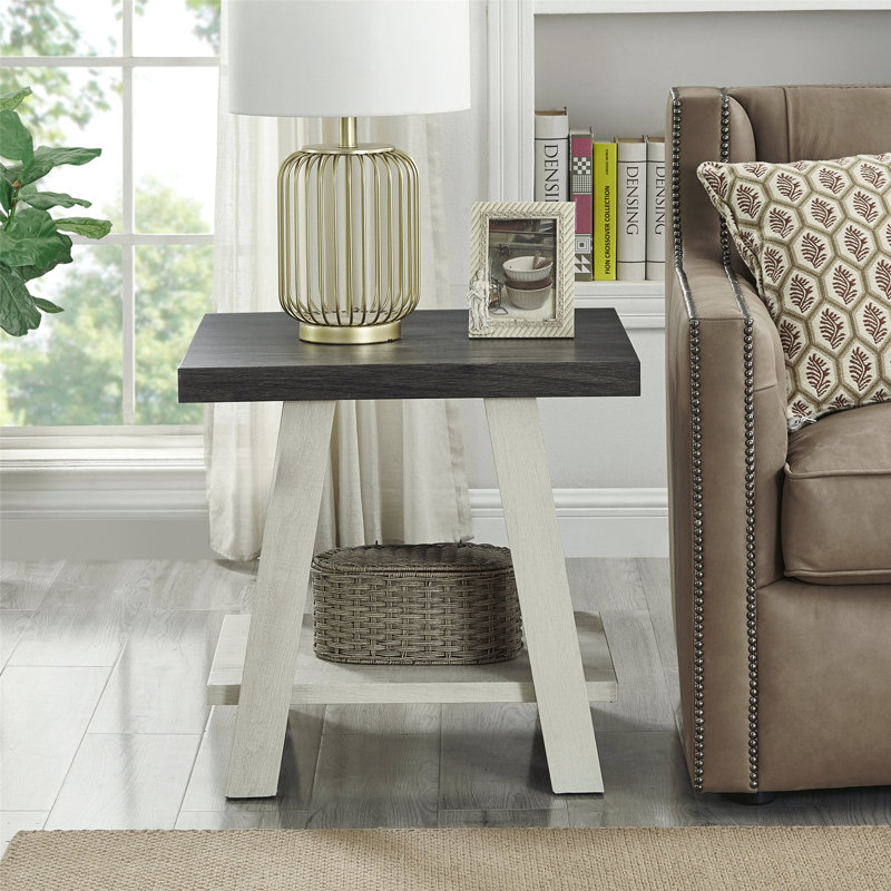 Gracie Oaks Contemporary Two-Tone Accent Table, Wood End Table With ...