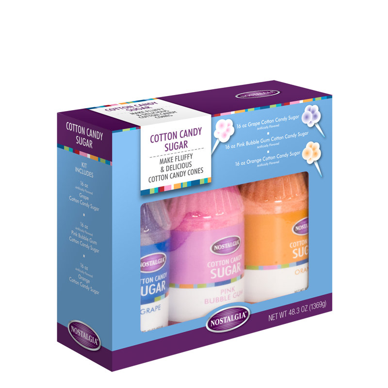 Nostalgia Cotton Candy Flossing Sugar - Grape, Pink Bubble Gum, Orange ...