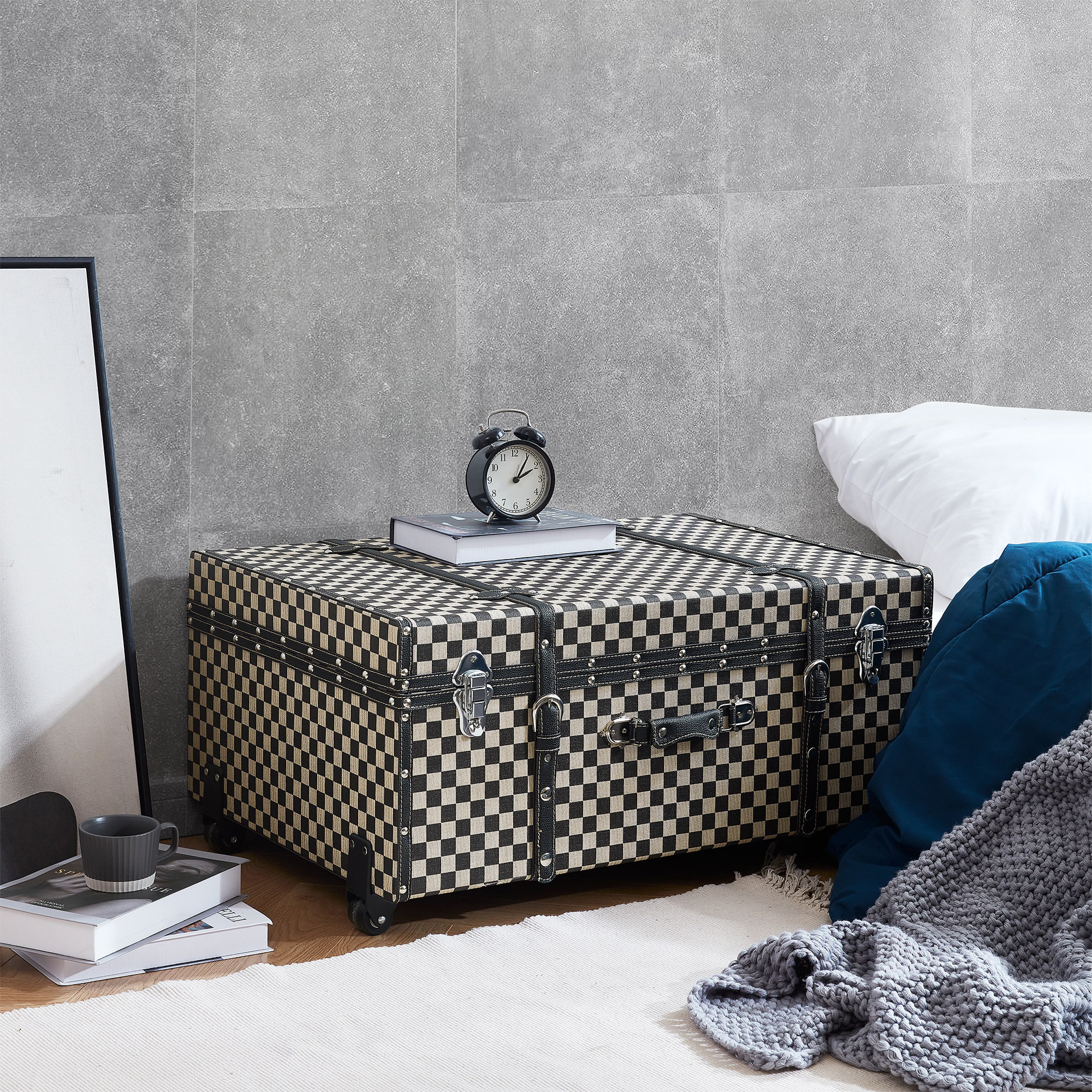 DormCo Texture Brand Trunk - Black And Gold | Wayfair