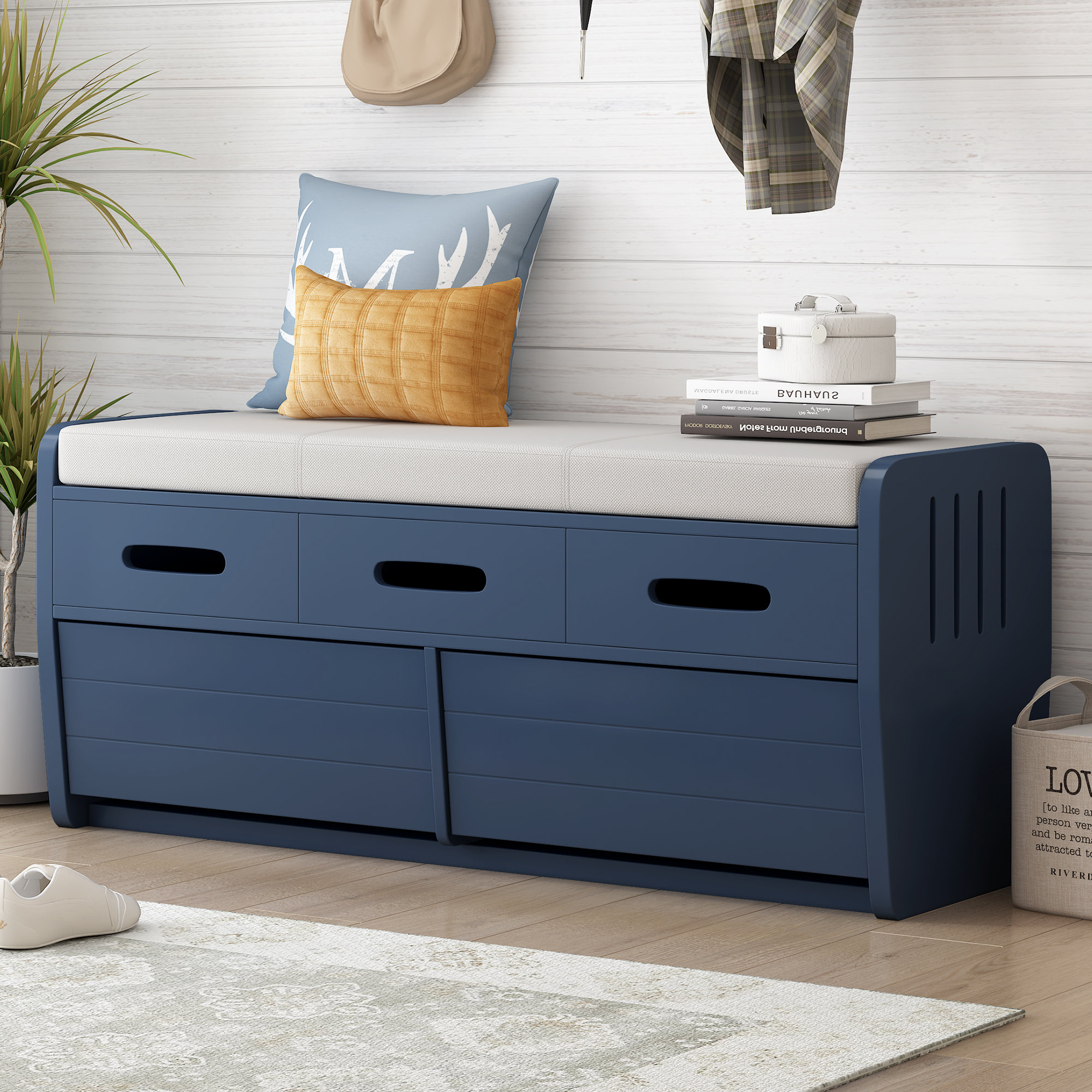 Lark Manor™ Upholstered Drawers Storage Bench - Wayfair Canada