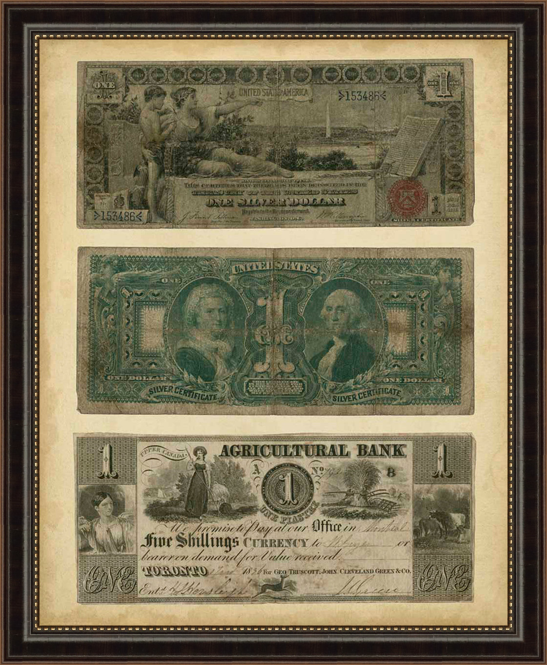 Astoria Grand 'Antique Currency V' Framed Photographic Print | Wayfair