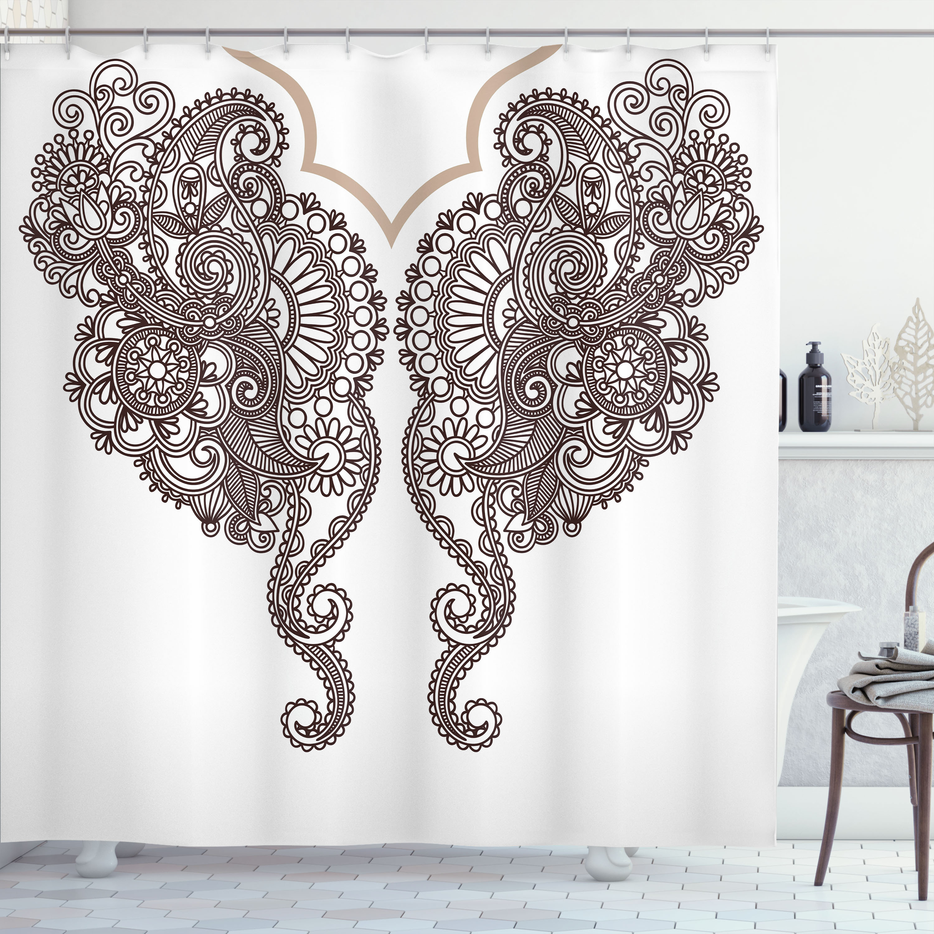 East Urban Home Oriental Shower Curtain Wing Inspired Paisley Form Seal ...