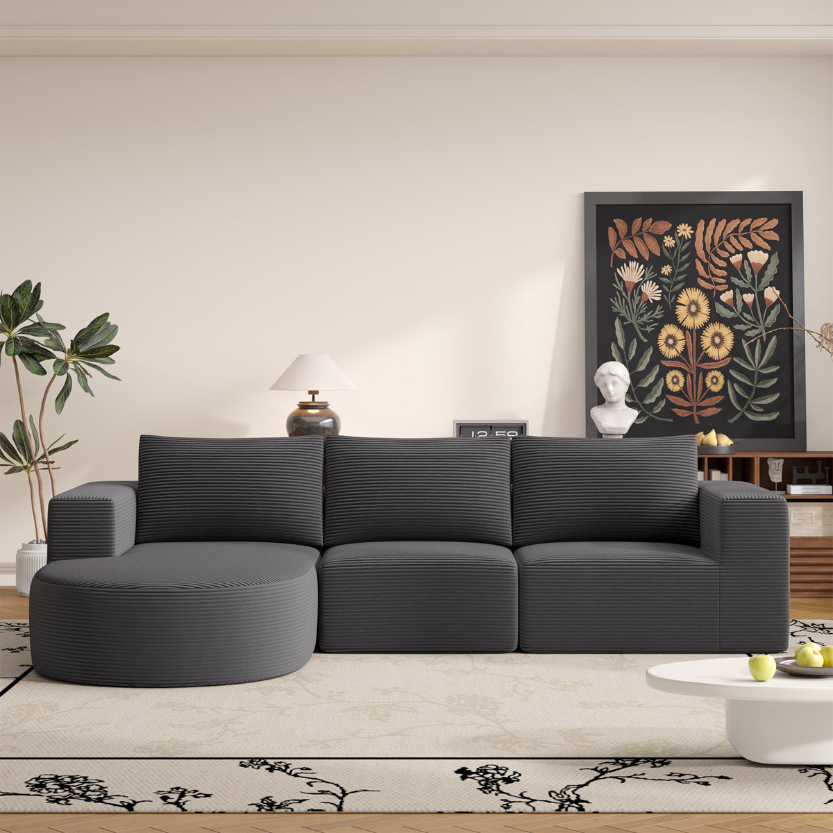 Latitude Run® Corduroy Fabric Modular Sectional Sofa with L-Shape ...