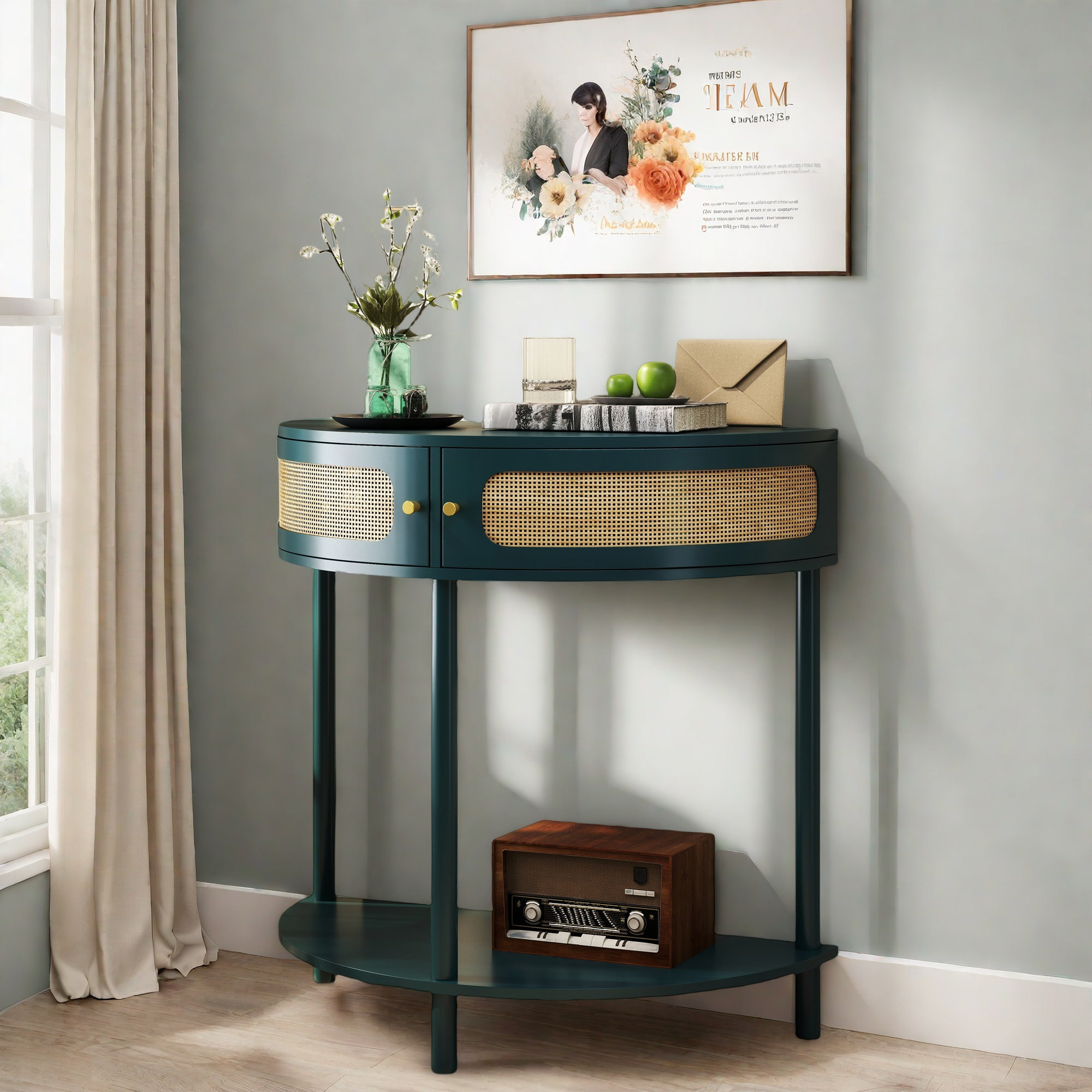 Bay Isle Home™ Table de bout avec 2 armoires de rangement en rotin ...