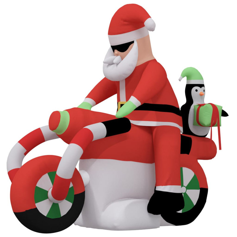 The Holiday Aisle® Christmas Inflatable Santa on Motorcycle LED 62.2 ...