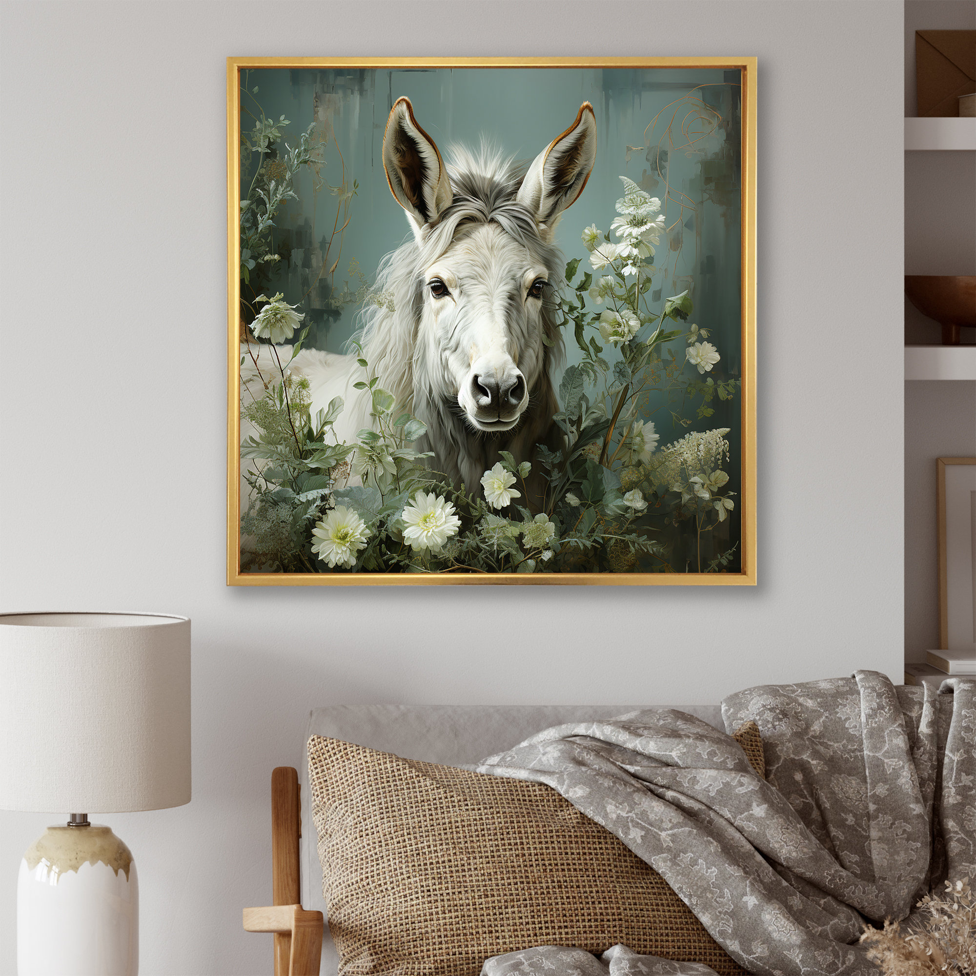 August Grove® Farmhouse Donkeys Flower Charm II - Donkey Wall Art | Wayfair