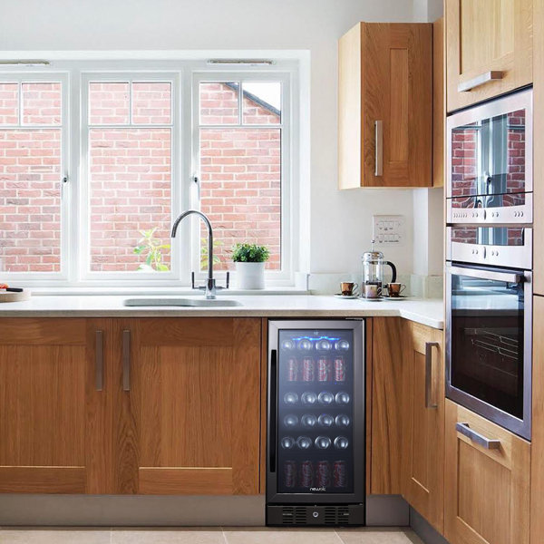 Newair 15" Built-in 96 Can Beverage Fridge in Black Stainless Steel ...