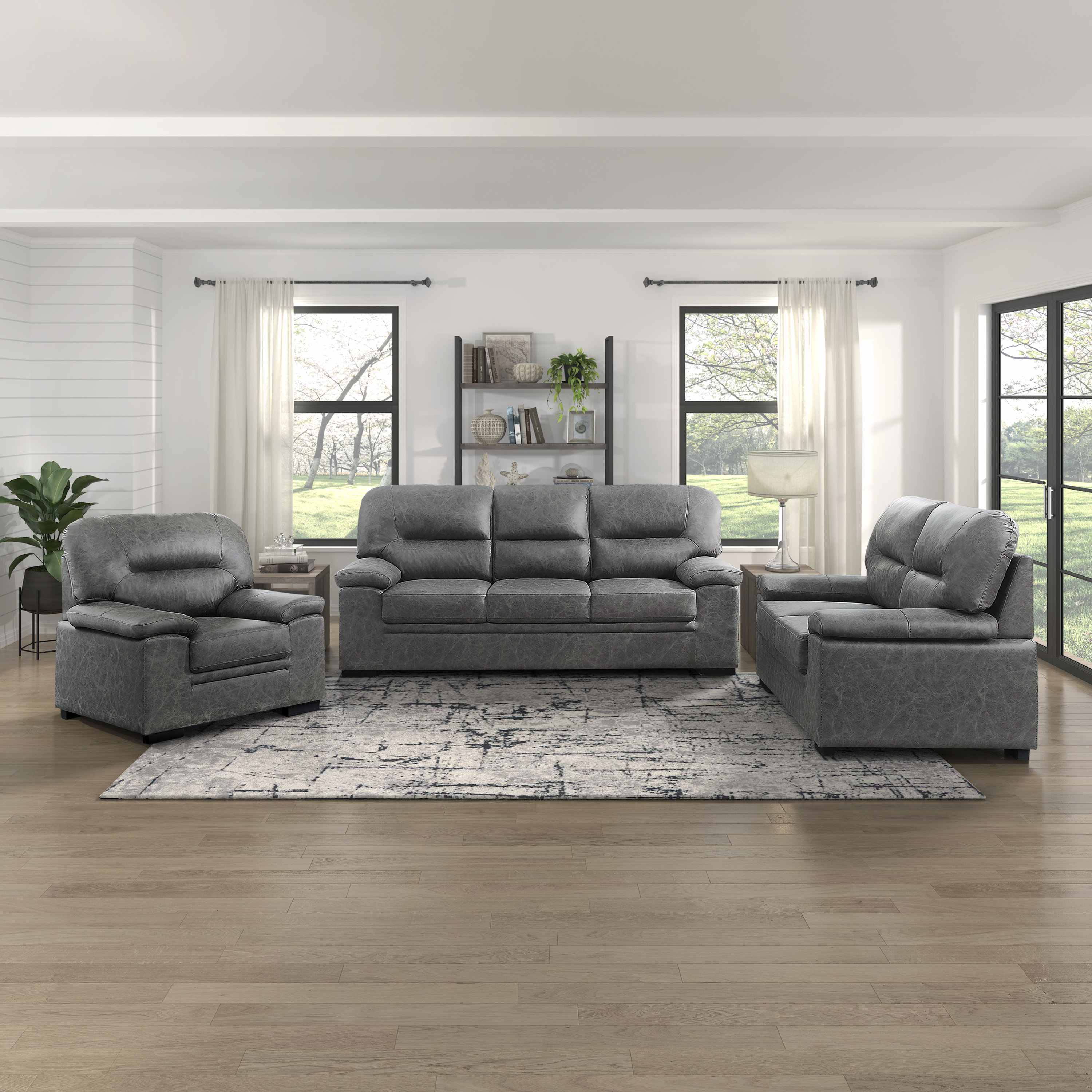 Latitude Run® 3-Piece Pillow Top Arm Microfiber Living Room Sofa Set ...