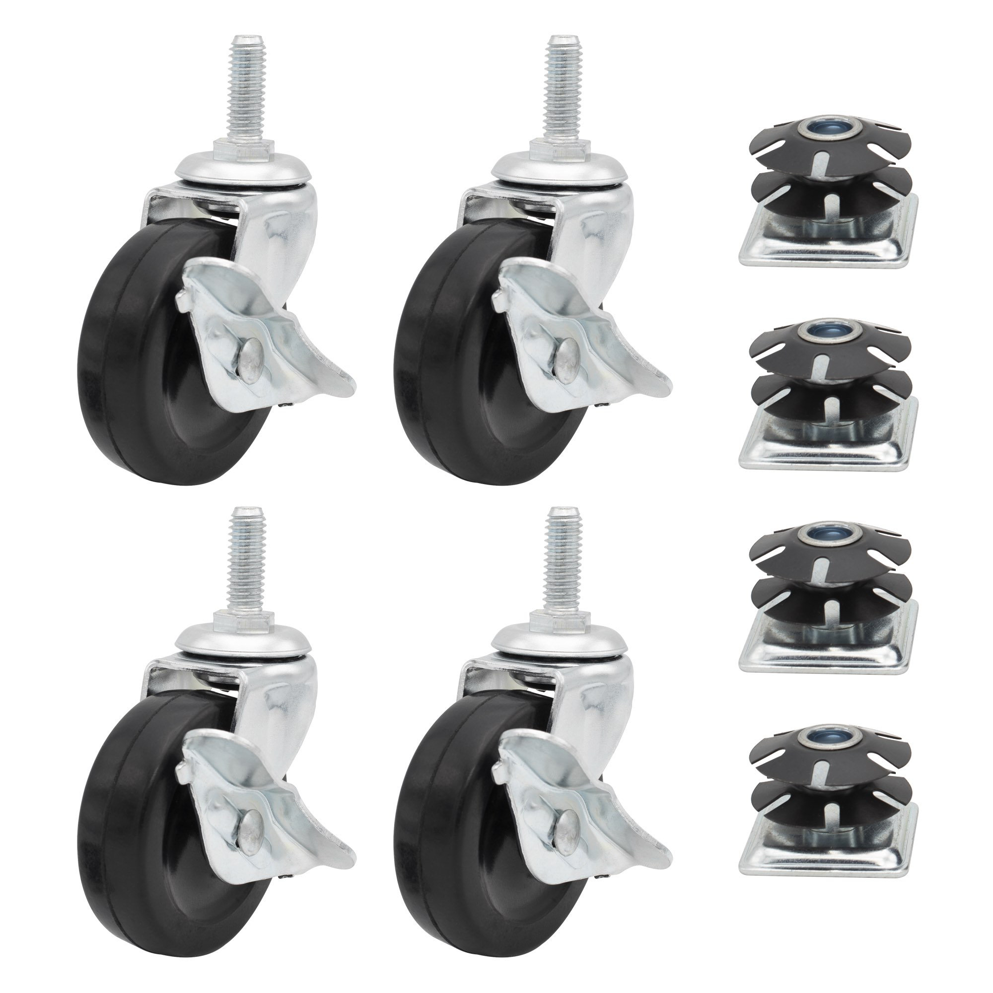 Outwater 1-1/2in. Square Metal Double Star Caster Insert With Brakes ...