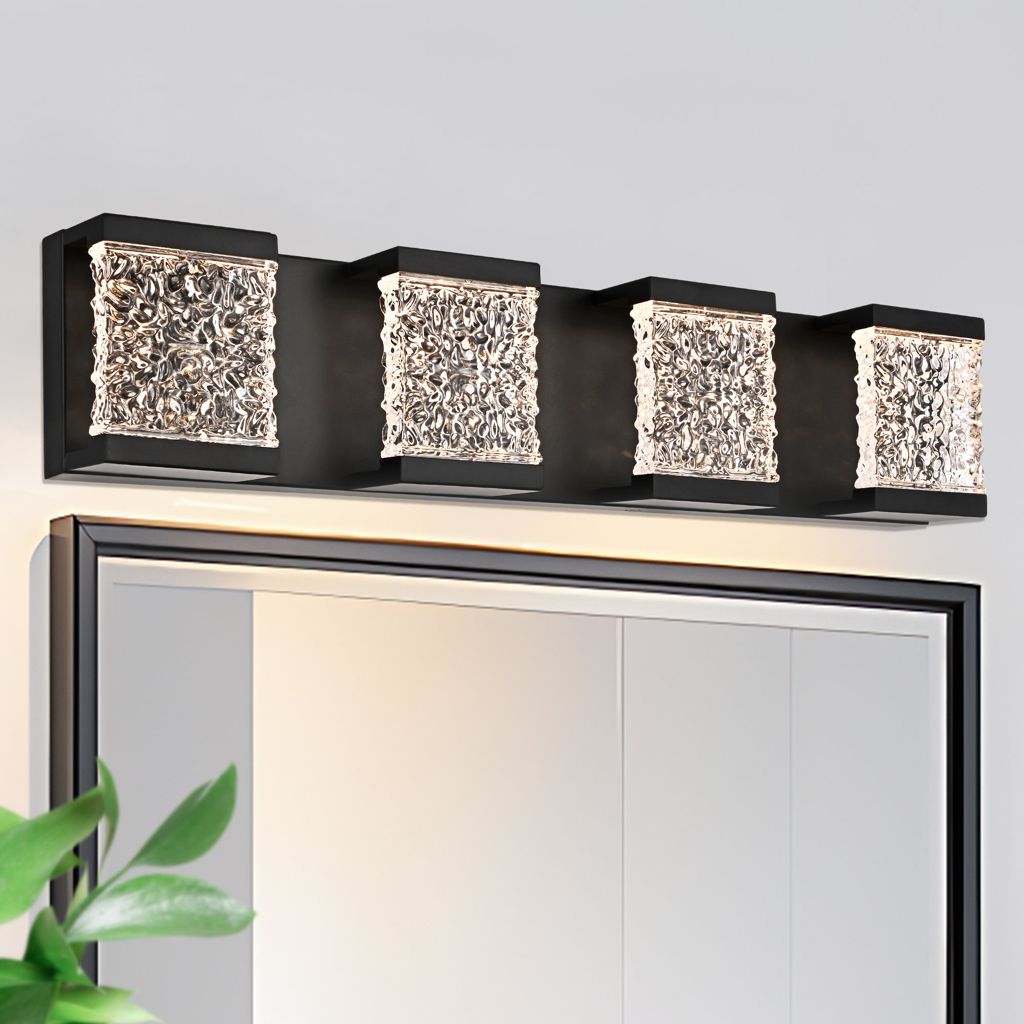 Mercer41 LED Dimmable Vanity Light Fixtures, Bathroom 4 Light LED Wall ...