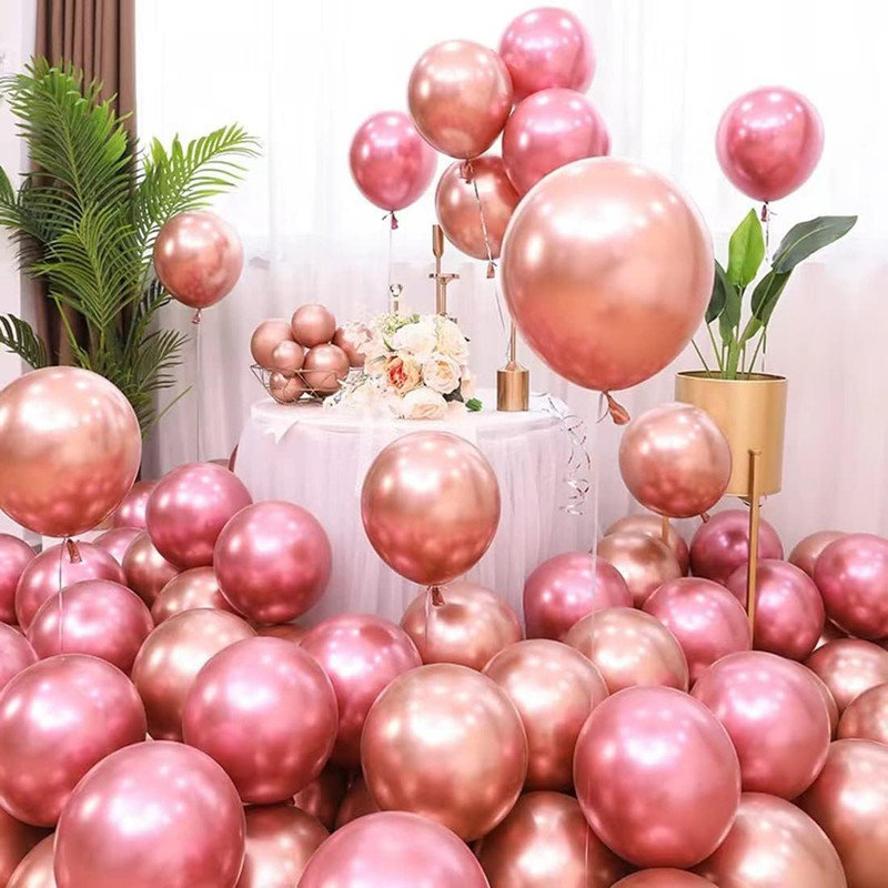 The Party Aisle™ Rose Gold Balloons 100pcs 12 Inch Metallic Rose Gold ...