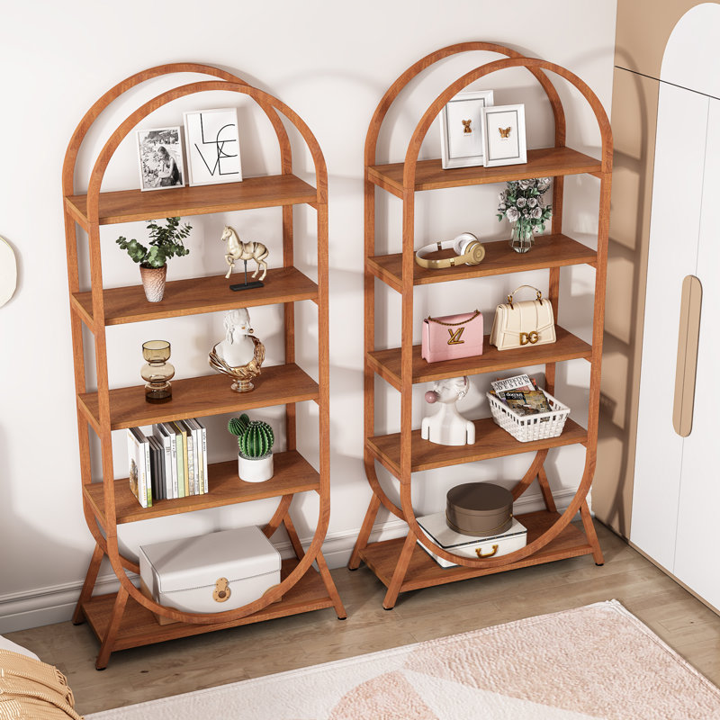 Ebern Designs Mashari 5-Tier Arched Bookcase, Modern Freestanding ...