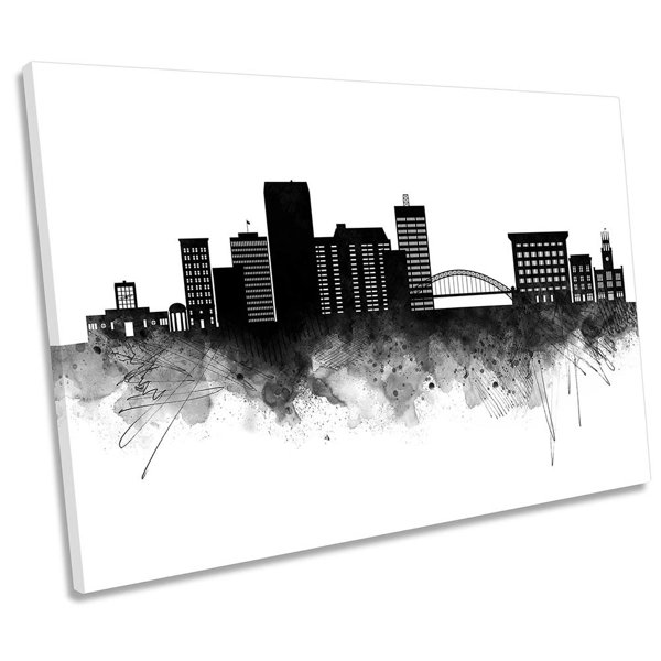 Ebern Designs Manchester Abstract City Skyline - Wrapped Canvas Print ...