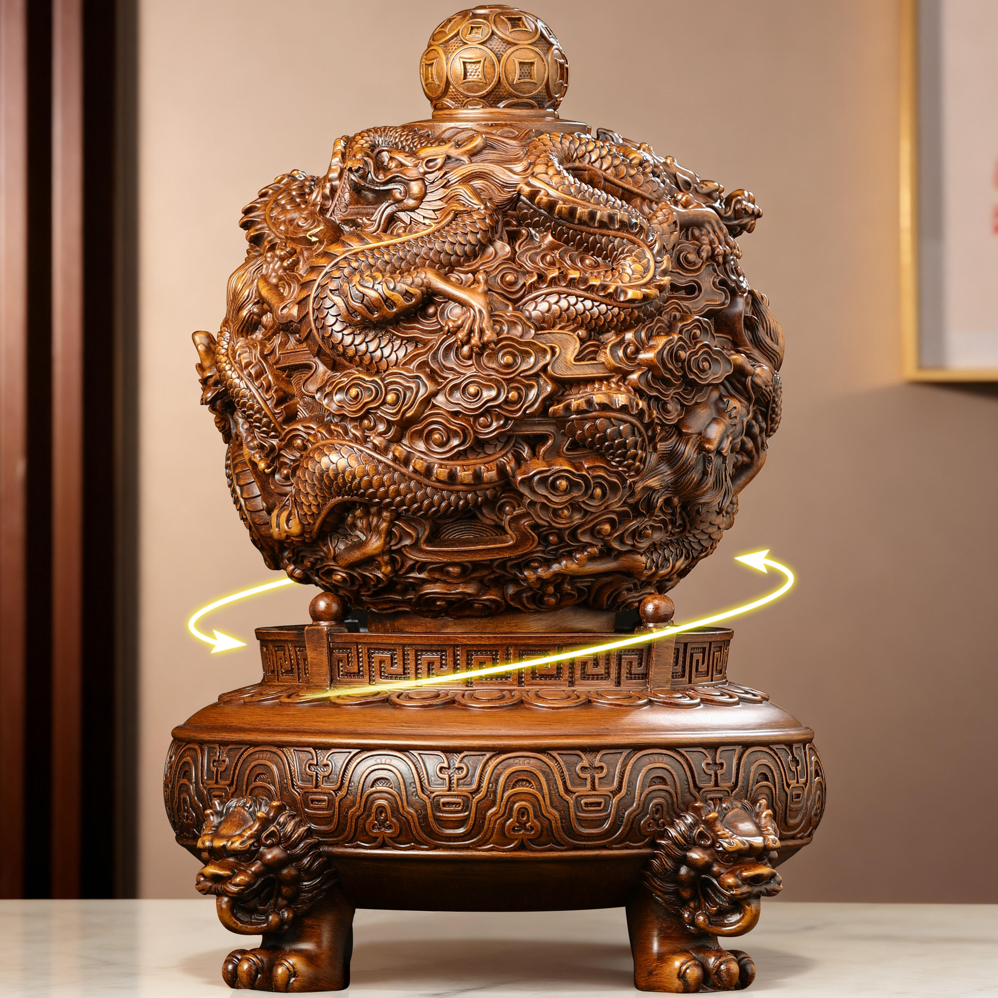 Astoria Grand 360° Rotating Feng Shui Dragon Qiankun Ding Resin ...