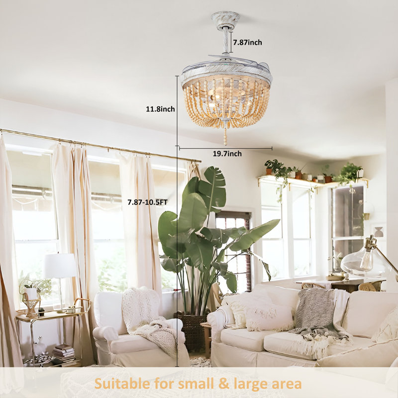 Dakota Fields Callandra 48 inch Farmhouse Boho Retractable Ceiling Fan ...