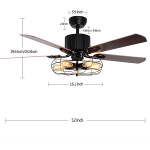 Williston Forge 52" Lauder 5 - Blade Caged Ceiling Fan with Remote ...
