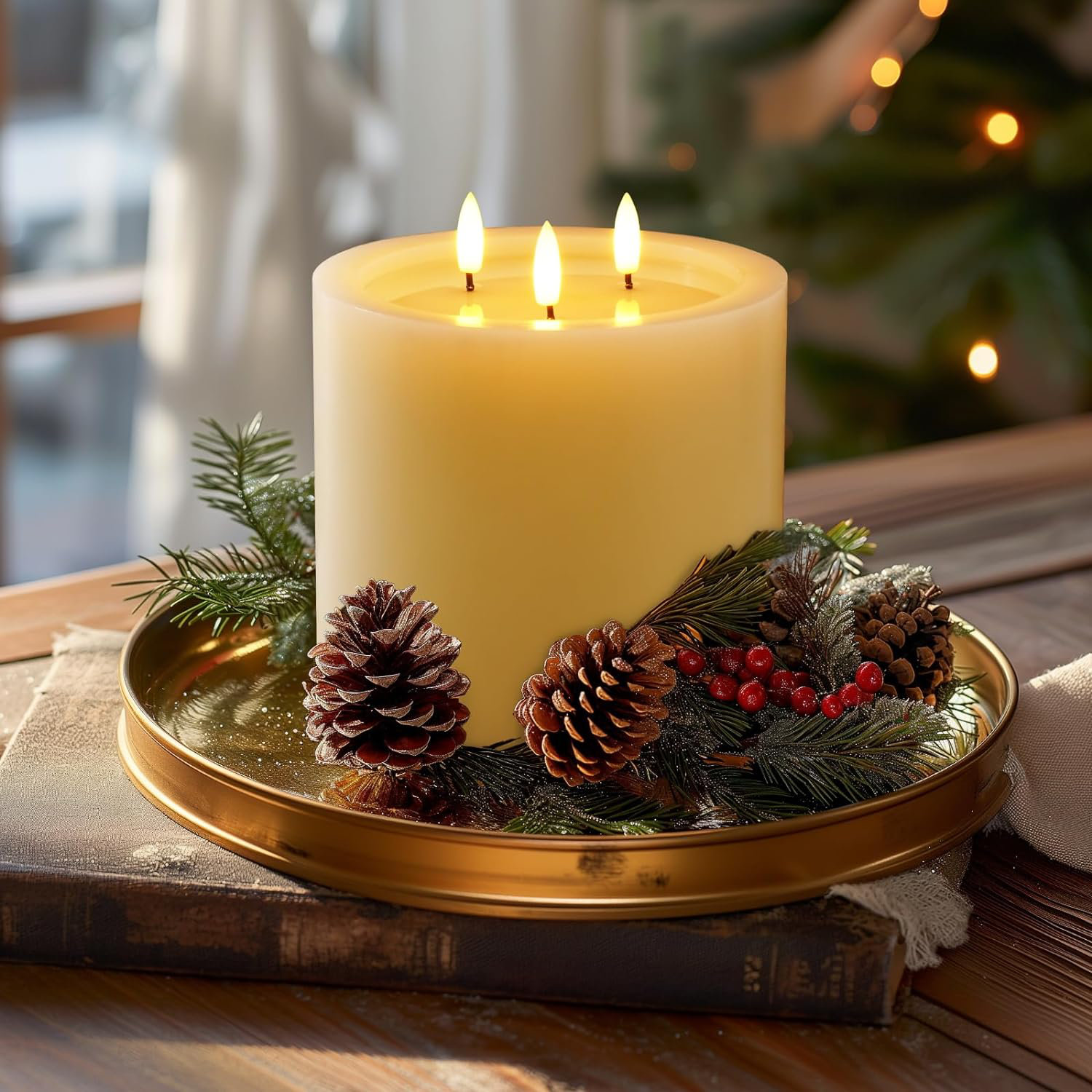 The Party Aisle™ 3 Wicks Extra Large Flameless Candles, Battery ...