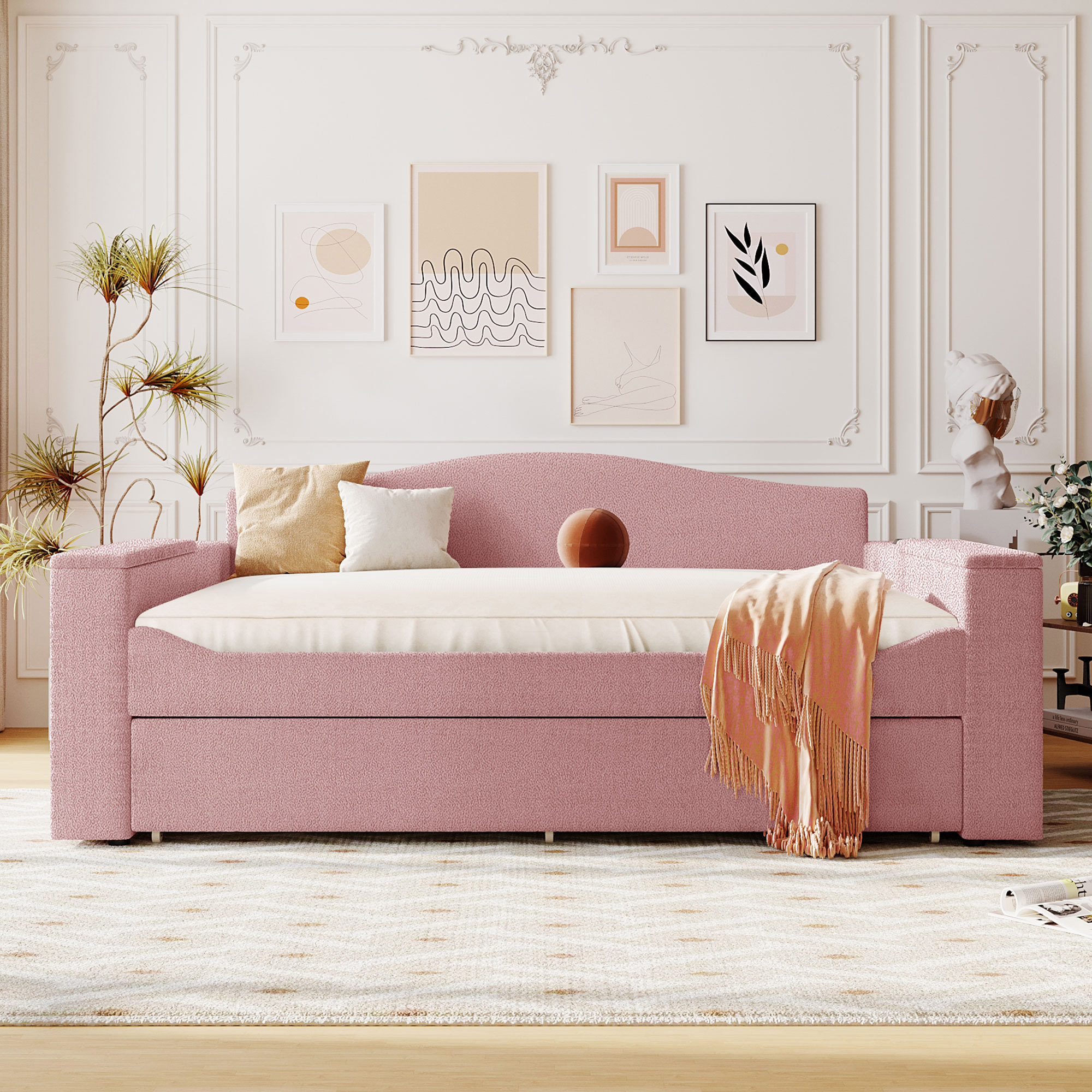 Lark Manor™ Upholstered Daybed With Storage Armrests And Trundle ...