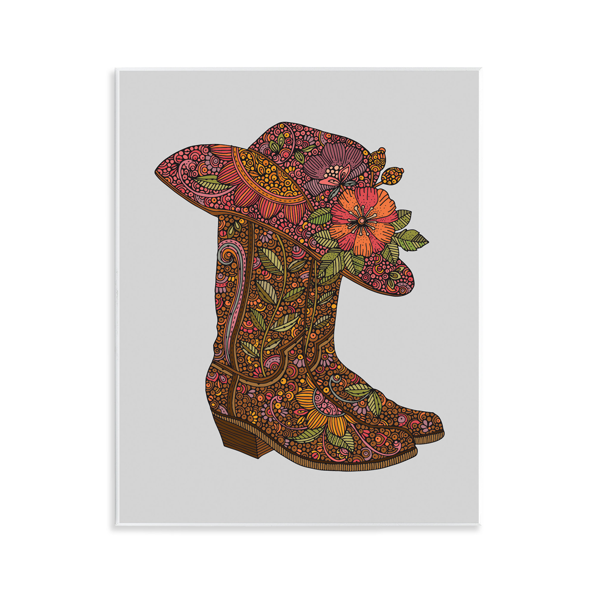 Stupell Industries Paisley Cowboy Boots Wall Plaque Art by Valentina ...